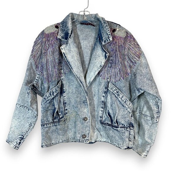 Vintage | Jackets & Coats | Vintage Denim Jacket 8s Acid Wash Hand ...